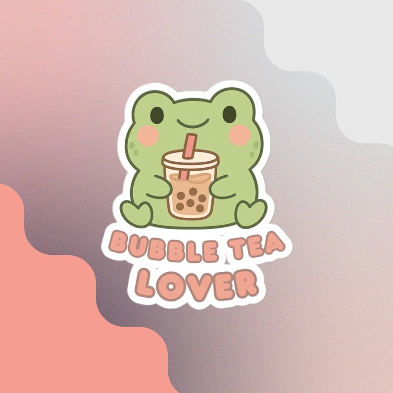 Cute Frog Bubble Tea Sticker – Kawaii Boba Lover Vinyl Decal ...