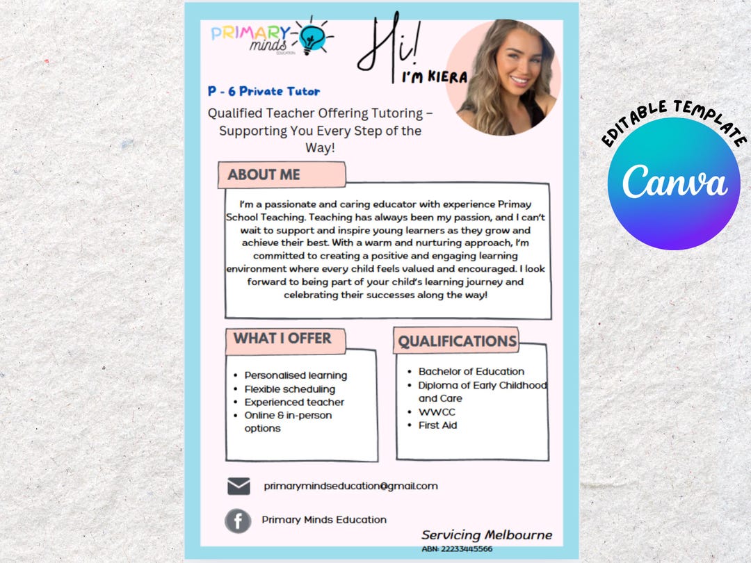 Editable Tutoring "about Me" Flyer | Meet the Tutor Template ...