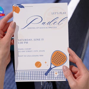 Padel Invitation Template – Editable Canva Design for Summer, Birthday ...