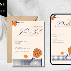 Padel Invitation Template – Editable Canva Design for Summer, Birthday ...