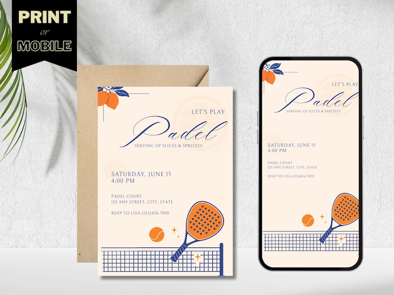 Padel Invitation Template – Editable Canva Design for Summer, Birthday ...