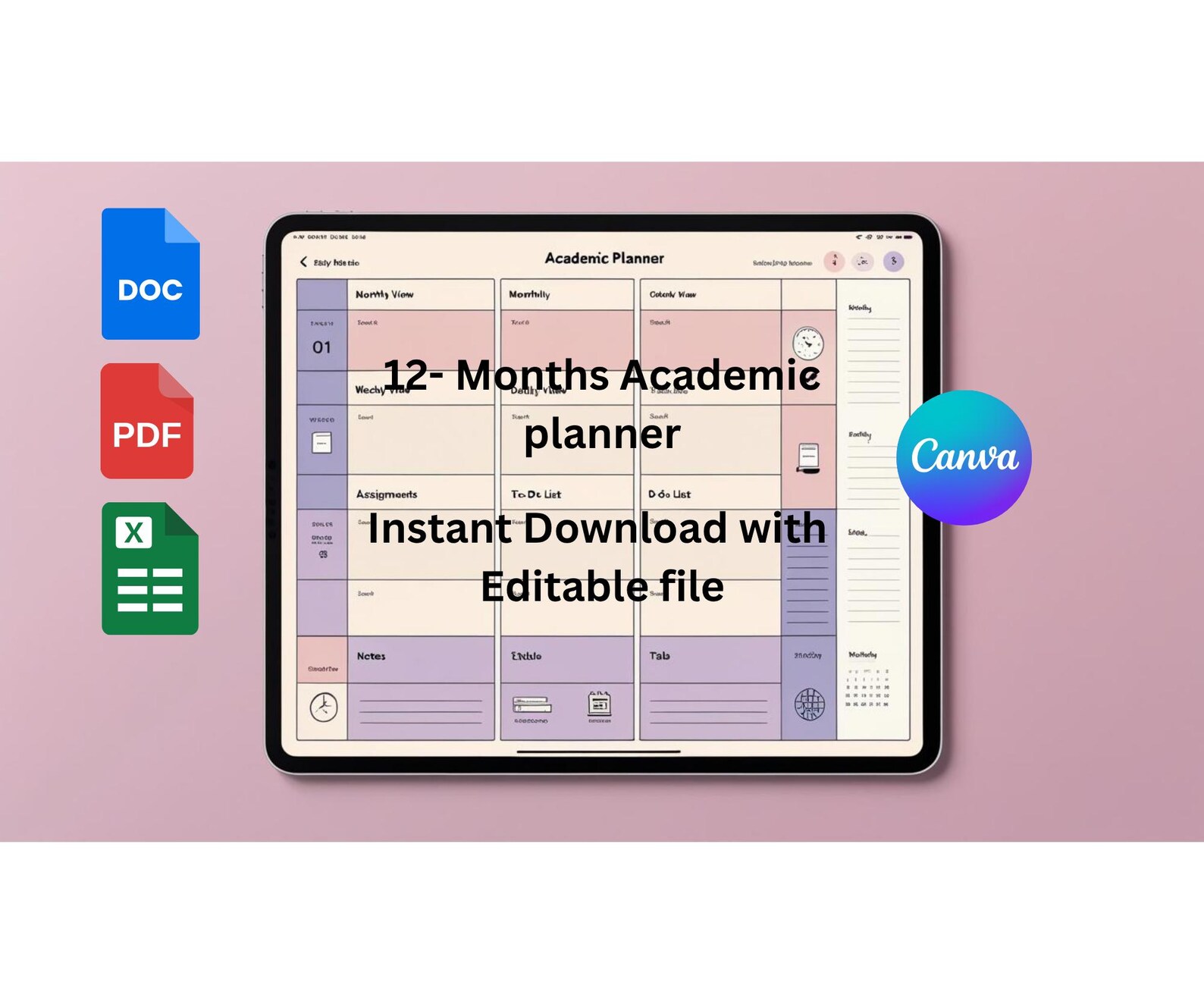 12-months Goodnotes Academic Planner | Digital Student Planner PDF ...