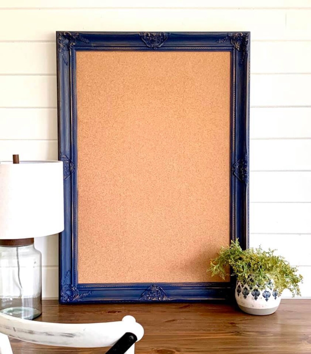 Navy Blue CORK BOARD Nautical Decor Beach House Decor Framed Cork Board ...