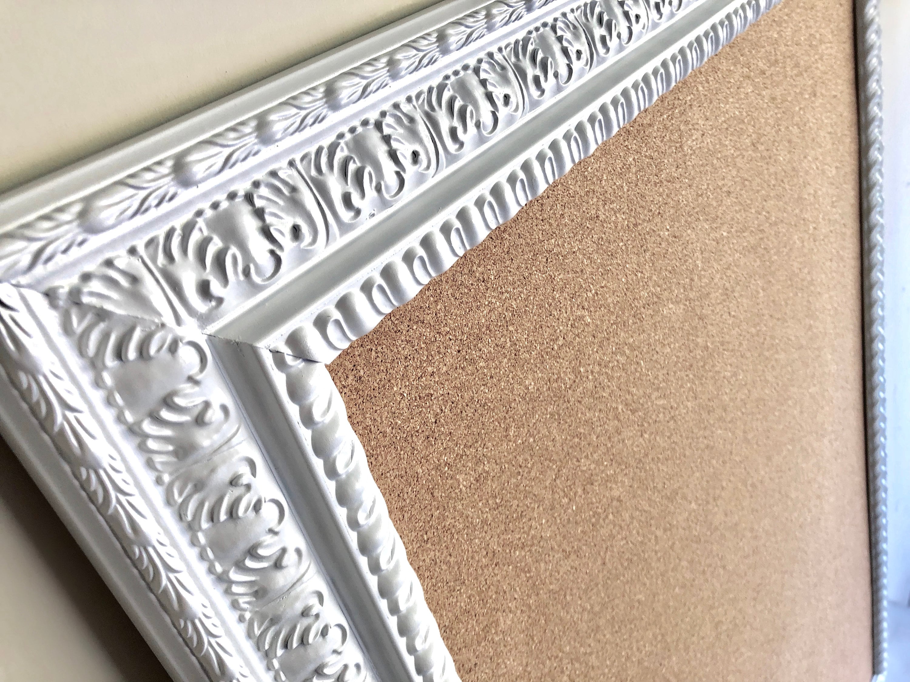 Framed Cork Board DECORATIVE CORK BOARD White Bulletin Board | Etsy