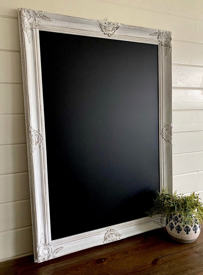 Farmhouse CHALKBOARD White Magnetic Chalkboard Vision Board | Etsy