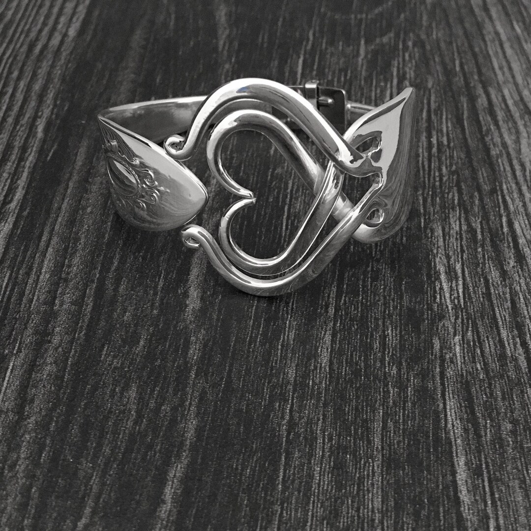 Heart Fork Bracelets, Vintage Heart Jewelry, Recycled Flatware Jewelry ...