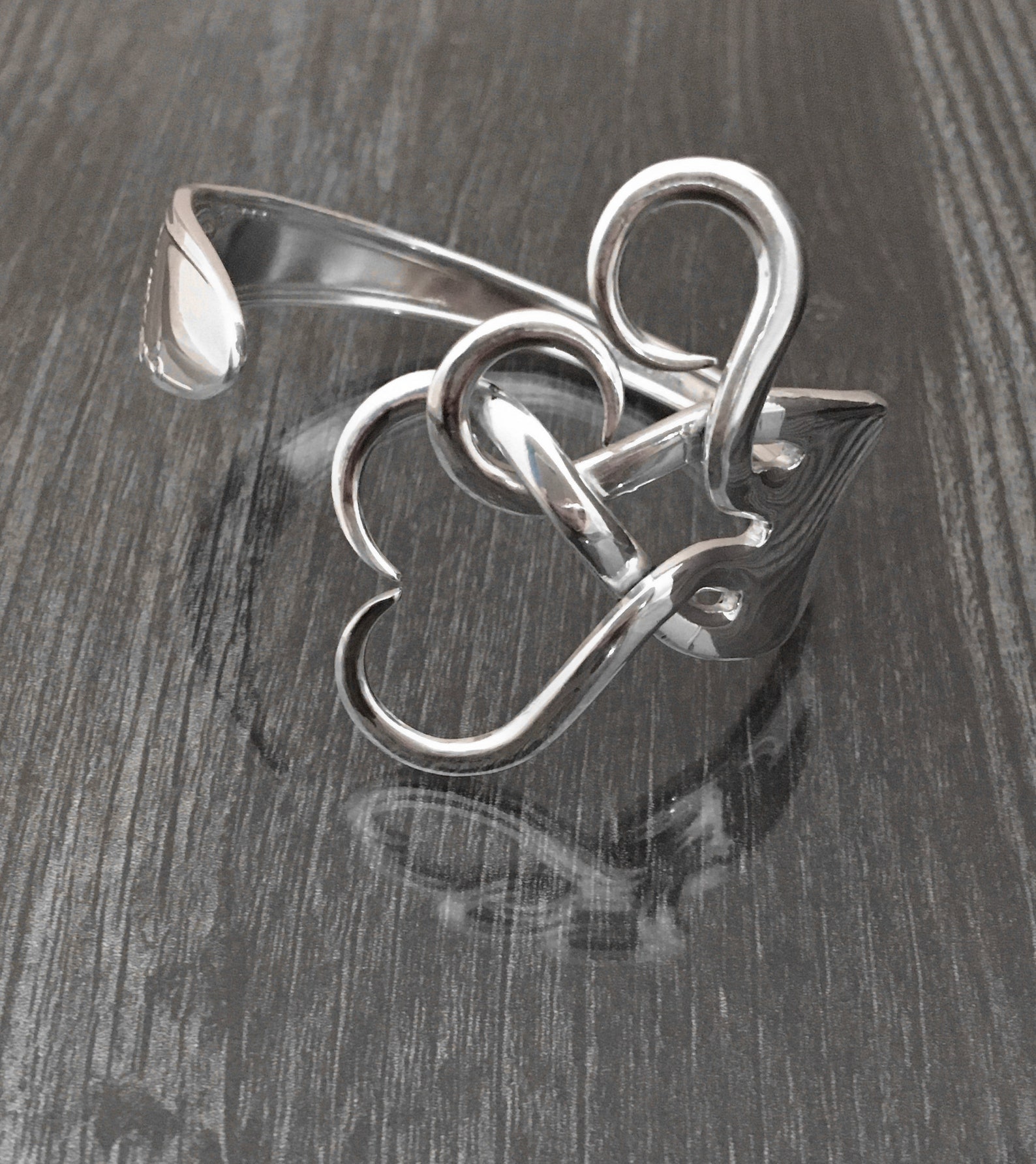 Silverware Jewelry, Fork Bracelet in Original Intertwining Hearts ...