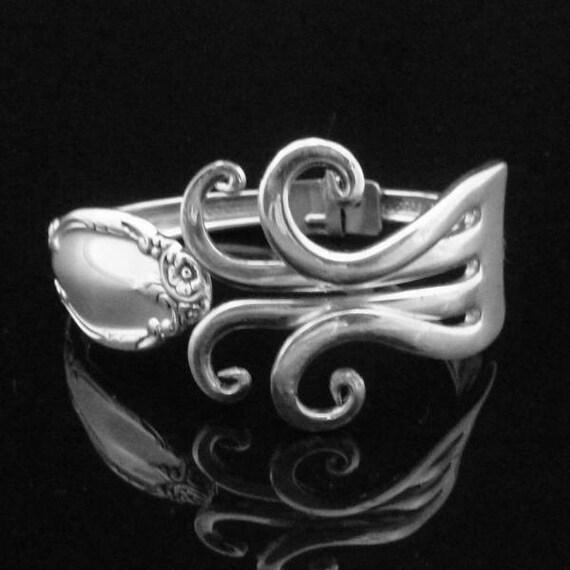 Statement Bracelet Spring Hinged Fork Bracelet in Fancy | Etsy