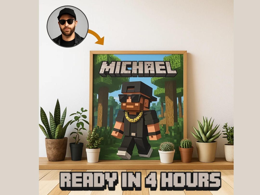 Custom Minecraft Portrait From Photo | Personalized Pixel Art Gift ...