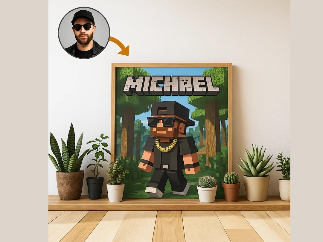 Custom Minecraft Portrait From Photo | Personalized Pixel Art Gift ...