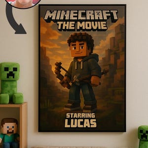 Custom Minecraft Movie Poster From Photo | Personalized Pixel Art Gift ...