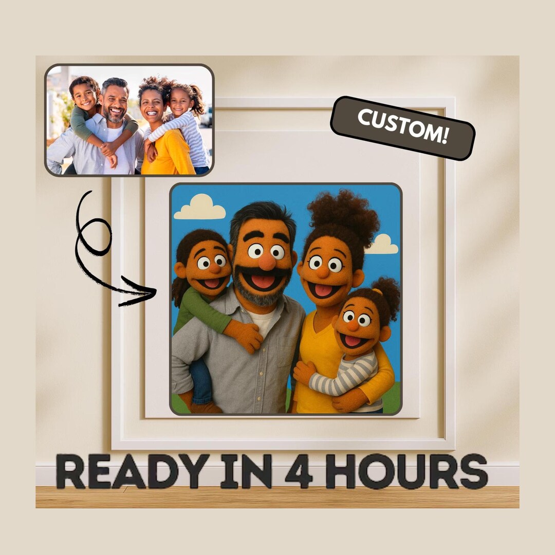 Custom Muppet Style Portrait, Photo to Puppet Art, Funny Family & Pet ...