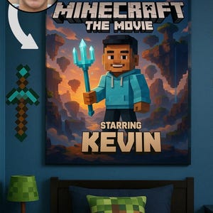 Custom Minecraft Movie Poster From Photo | Personalized Pixel Art Gift ...