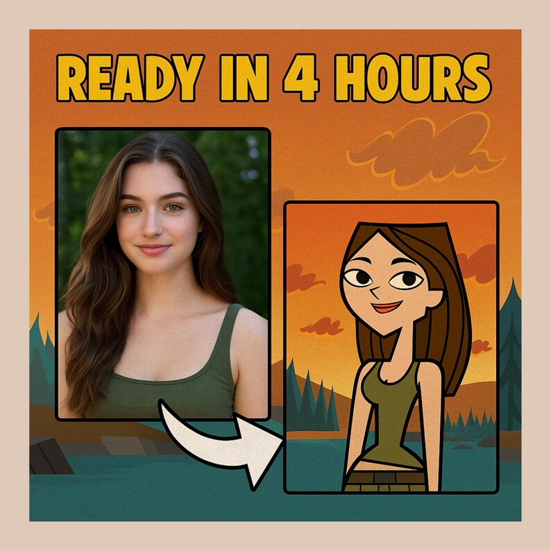 Custom Total Drama Island Cartoon Portrait, Personalized Gift (digital ...