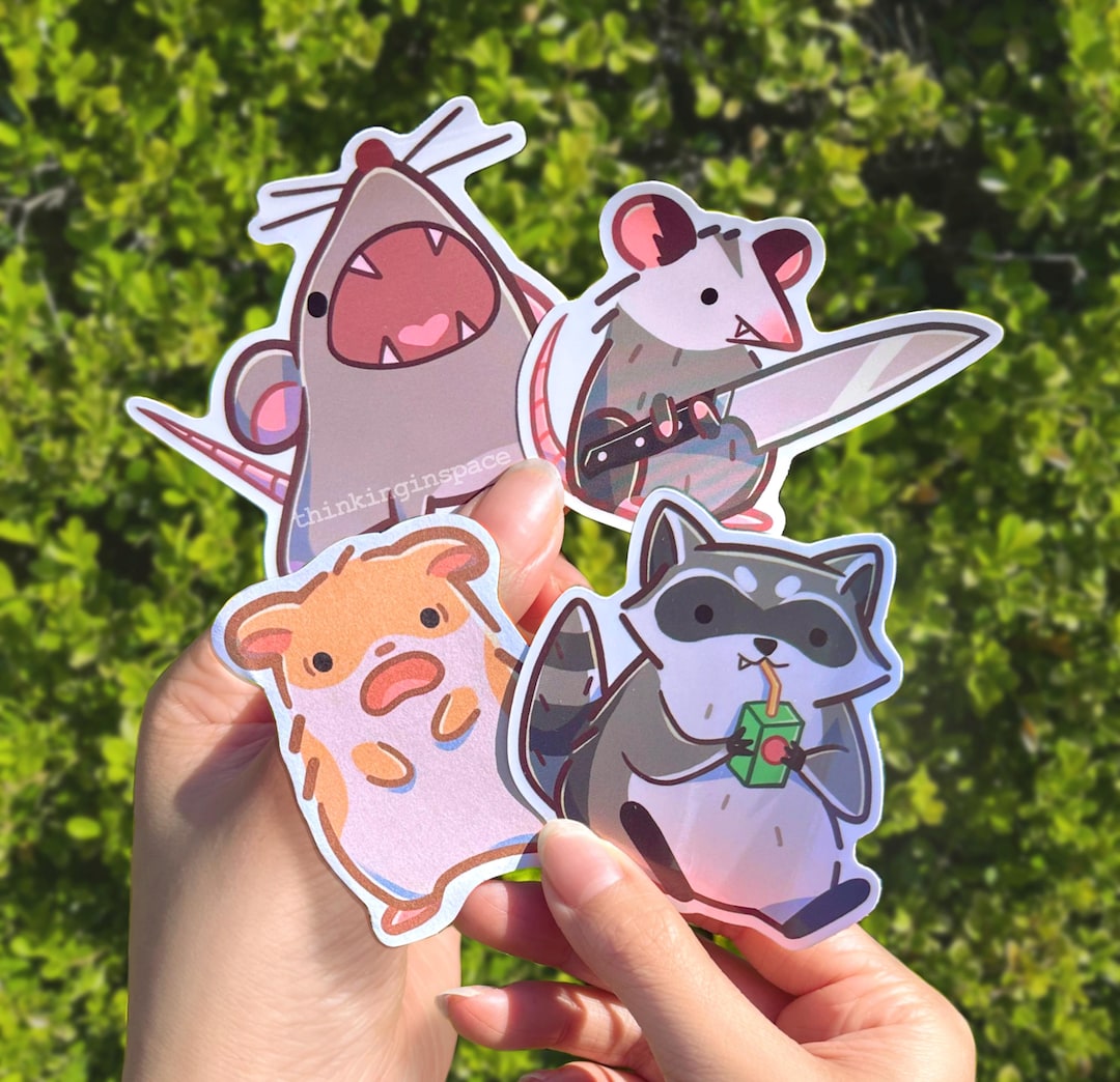 Chaotic Critters Stickers!! | Cute Assorted Rodents - Rat, Opossum ...