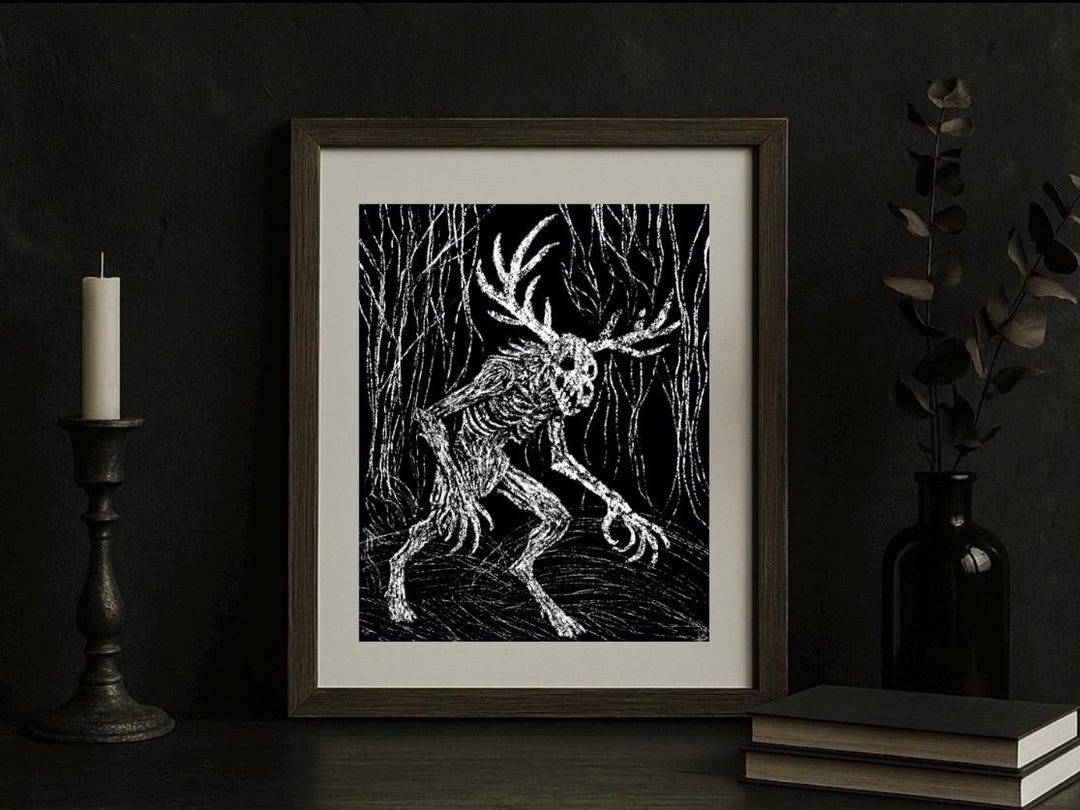 Wendigo Woods – 8x10 Gothic Chalk Art Printable at Home | Cryptid Wall ...
