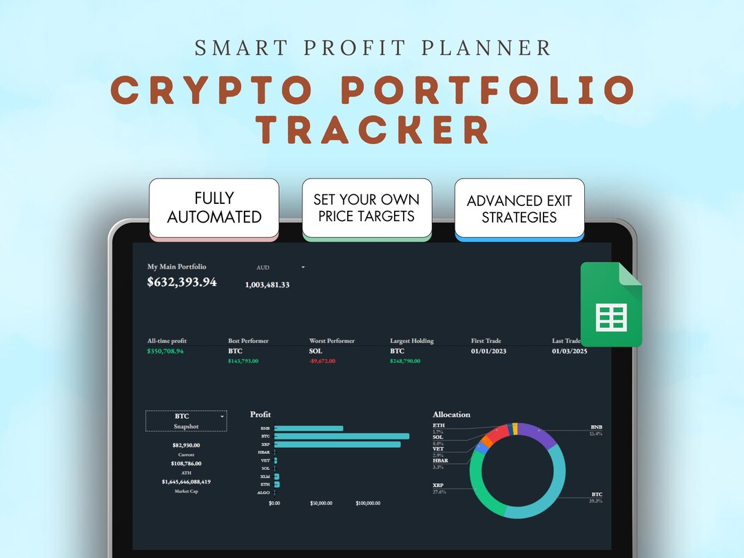 Crypto Portfolio Tracker and Exit Planner Google Sheet - Etsy