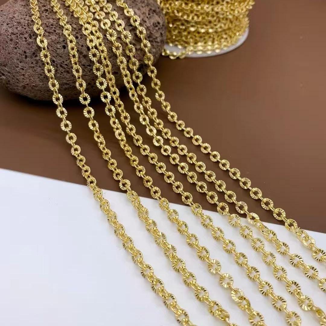 2meter Gold Chains,18k Gold Filled Oval Chain,o Shape Chain for DIY ...