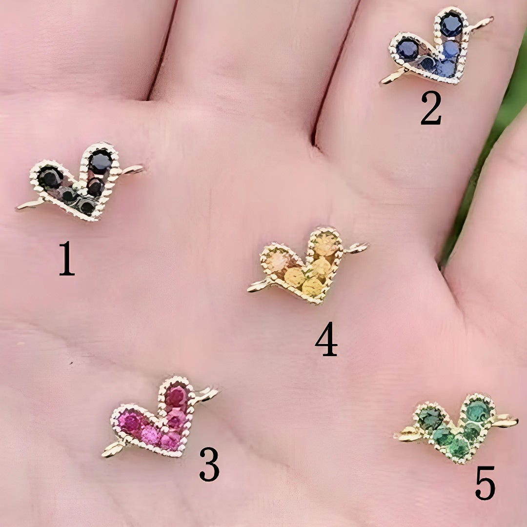5pcs Tiny Heart Connectors,18k Gold Filled Zircon Heart Connector ...