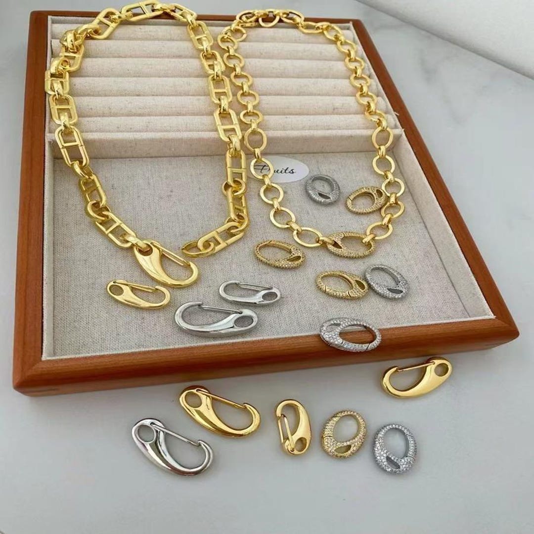 5pcs Gold or Silver Snap Hook Push Gate Lobster Clasp, Push Clip Clasp ...