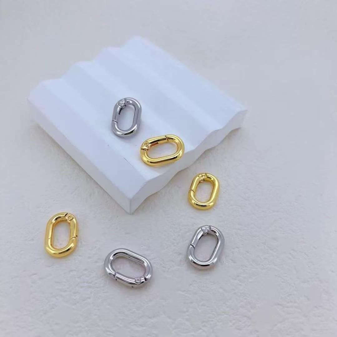 2pcs Push Gate Clasp,18k Gold Oval Clasp,hinged Ring Clasp,sliver ...