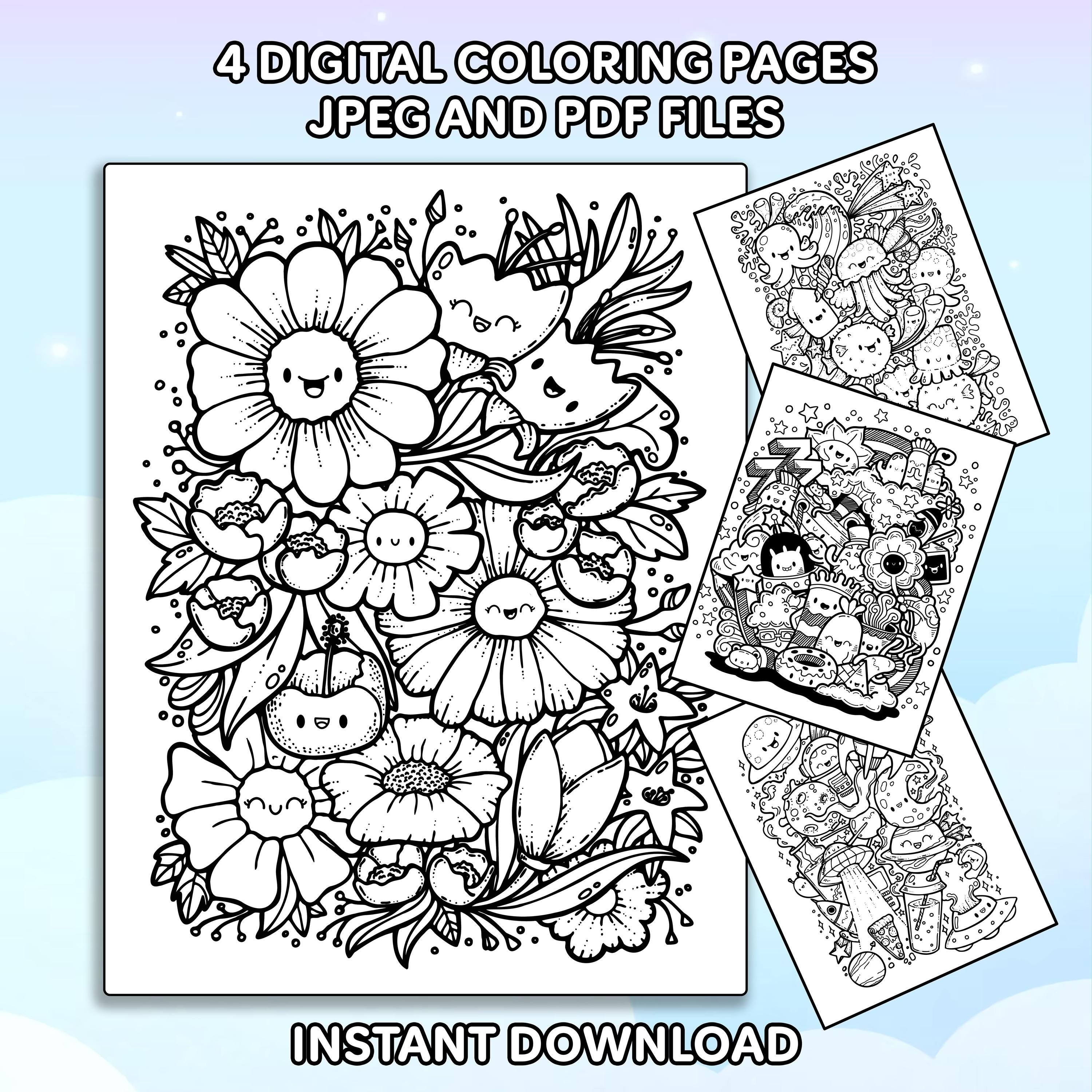 Kawaii Doodle Coloring Pages - Cute and Cozy Printable Art - Ocean ...