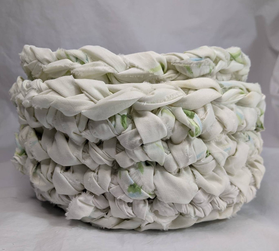 Vintage Sheet Rag Yarn Baskets - Set of 2 - Etsy