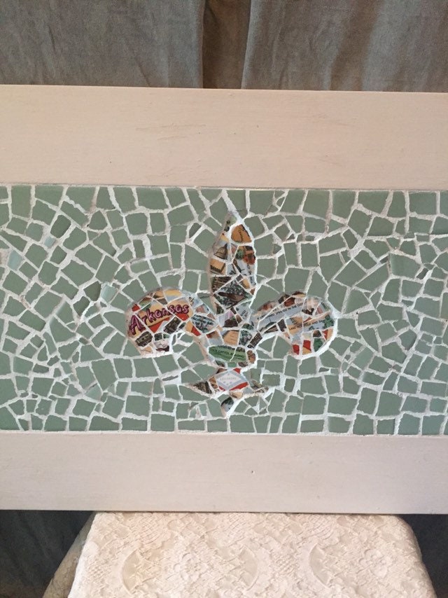 Arkansas Fleur De Lis Recyled Mosaic Art - Etsy