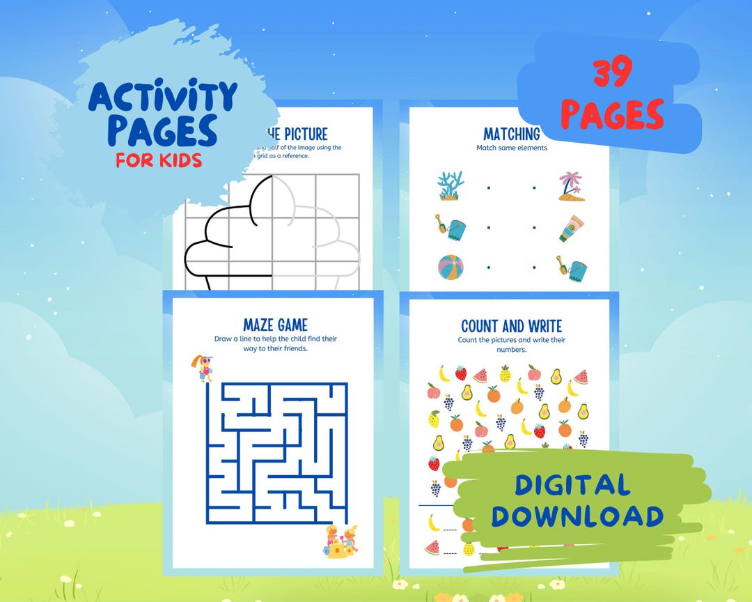 Activity Pages for Kids| Best for Spring and Summer Holidays | Puzzles ...