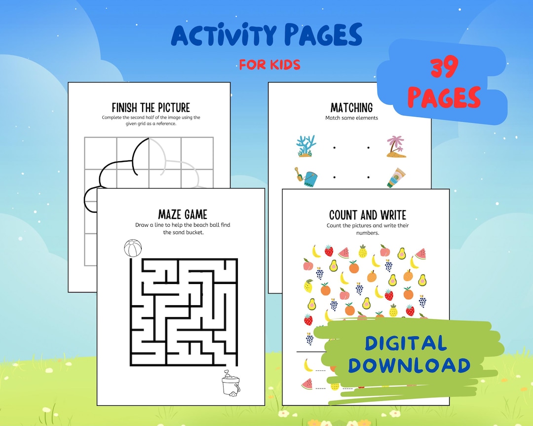 Activity Pages for Kids| Best for Spring and Summer Holidays | Puzzles ...