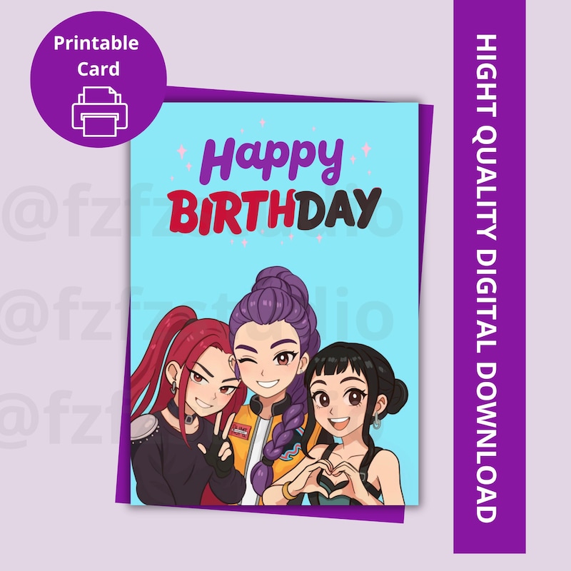 Kpop Demon Hunters Bday Card - Etsy