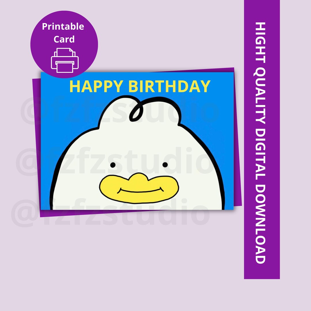 Kawaii Kpop Birthday Card: Funny Anime Duck Art (5x7 Printable Digital ...