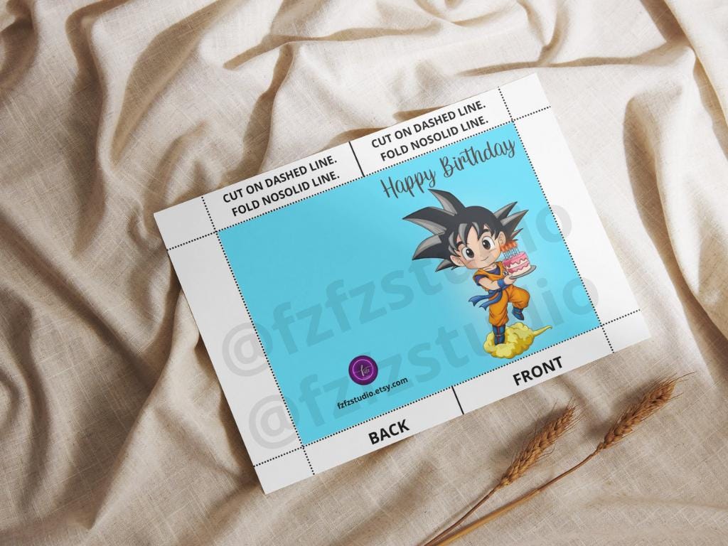 Dragon Ball Goku Birthday Card | Kawaii Anime (digital Download) - Etsy