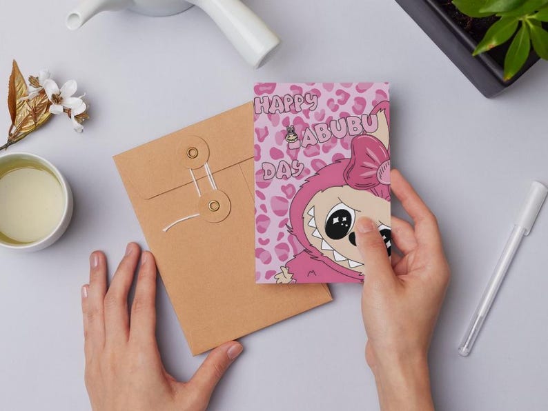 Cute Labubu Birthday Card Digital Download | Funny Pink Printable Card ...