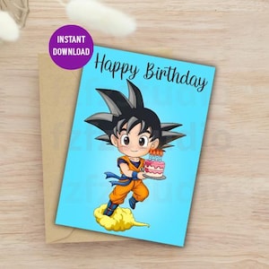 Dragon Ball Goku Birthday Card | Kawaii Anime (digital Download) - Etsy