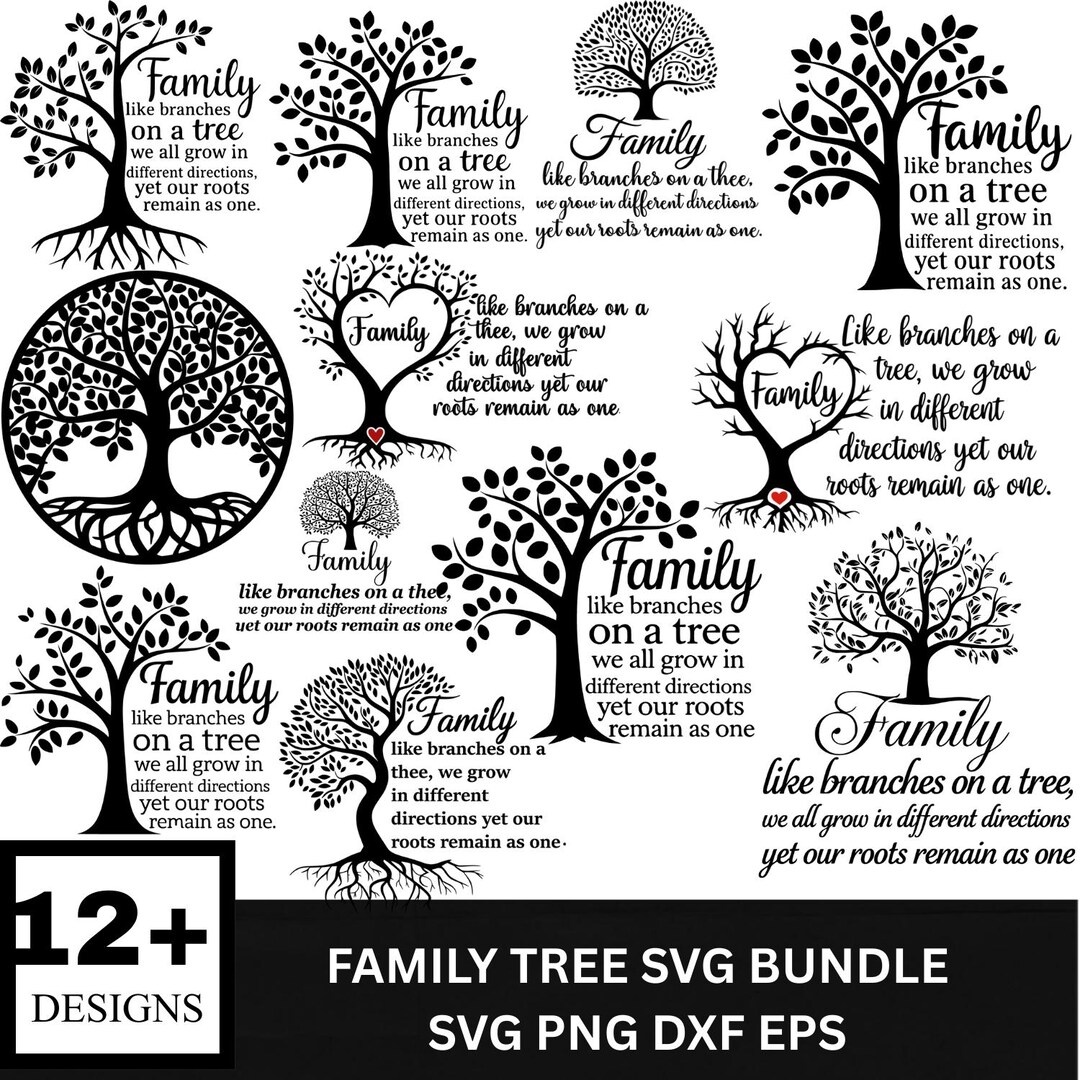 Family Tree SVG Bundle: Laser Engraving, Cricut Cut Files - Etsy