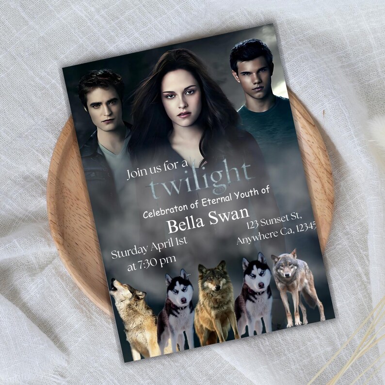 Twilight Saga Birthday Invitation Template - Editable Digital Download ...
