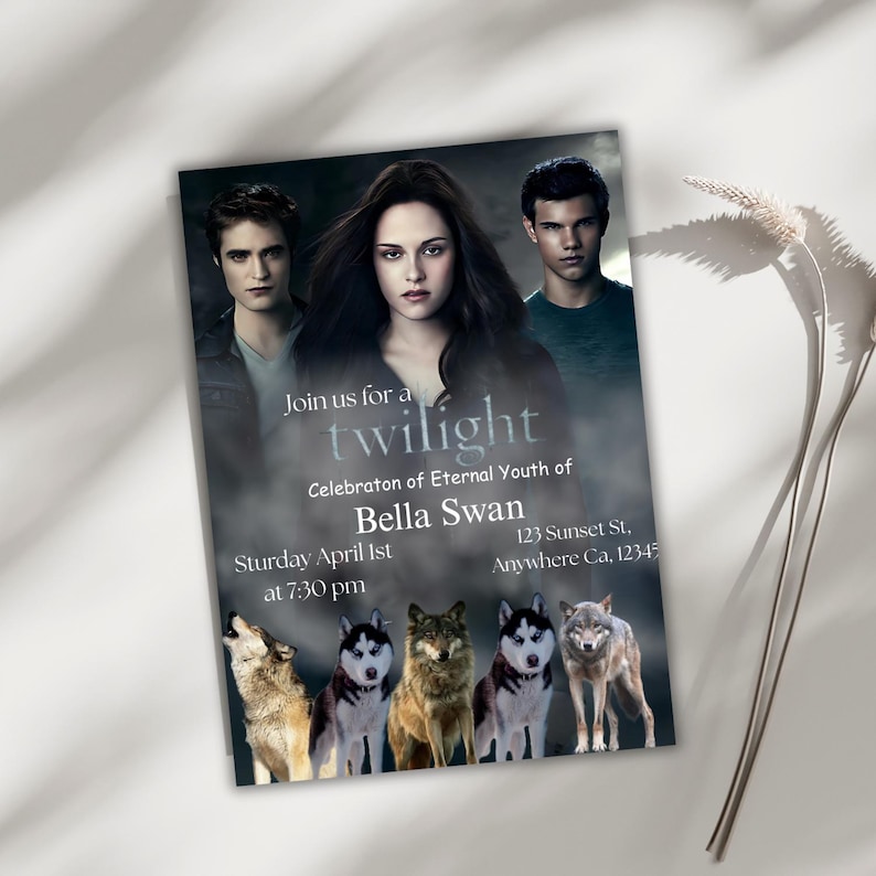 Twilight Saga Birthday Invitation Template - Editable Digital Download ...
