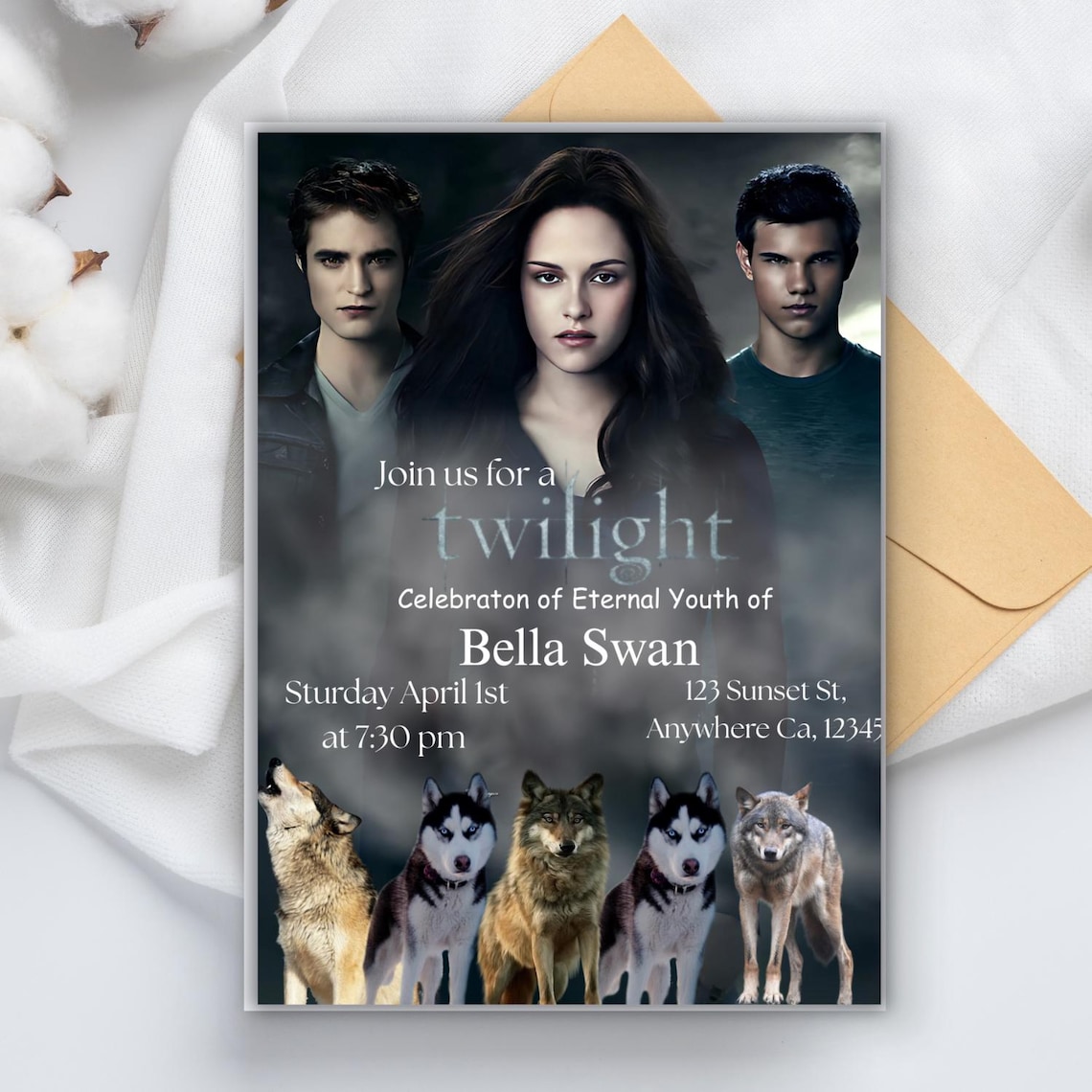 Twilight Saga Birthday Invitation Template - Editable Digital Download ...