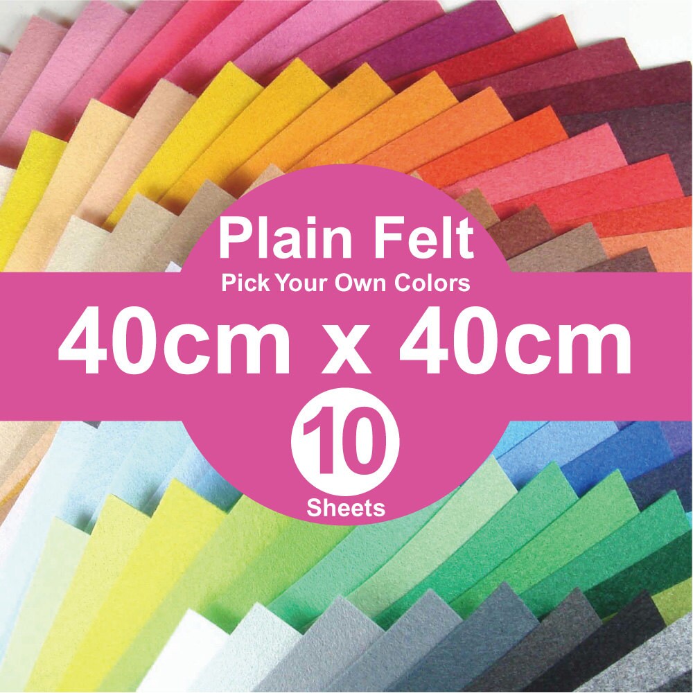 10 Plain Felt Sheets - 40cm X 40cm per Sheet - Pick Your Own Colors ...