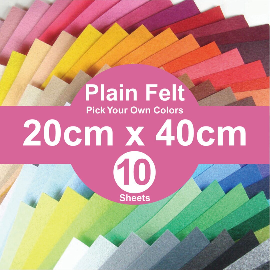 10 Plain Felt Sheets - 20cm X 40cm per Sheet - Pick Your Own Color ...