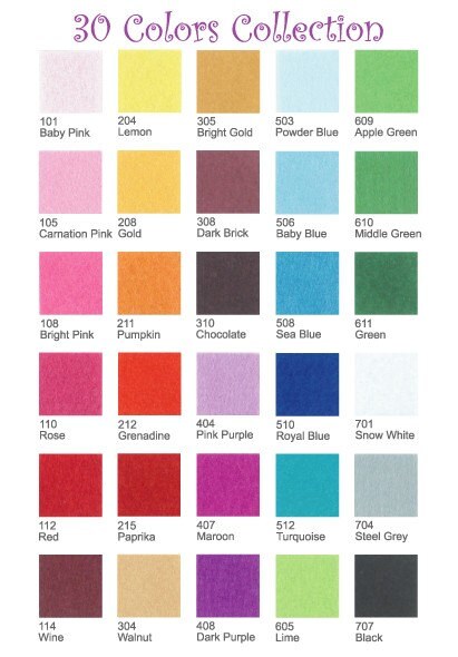 Plain Felt Fabric 30 Colors Collection 20cm X 20cm per Sheet - Etsy