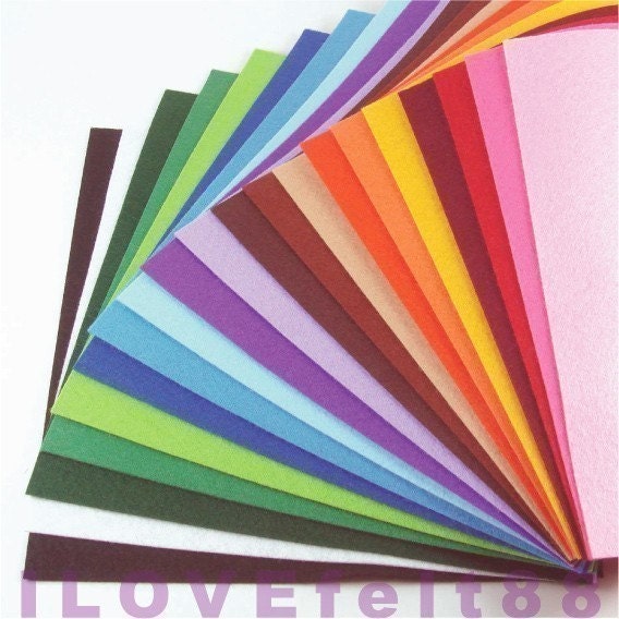 Felt Fabric - 20 Colors Collection - 20cm X 20cm per Sheet - Etsy