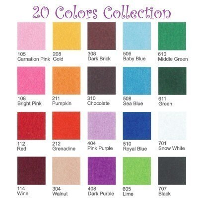 Felt Fabric - 20 Colors Collection - 20cm X 20cm per Sheet - Etsy