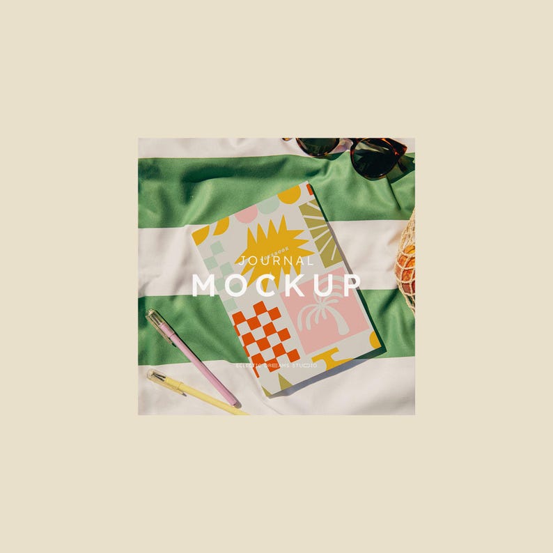 Journal Mockup Photoshop Planner Mockup Notebook PSD Retro Summer Style ...