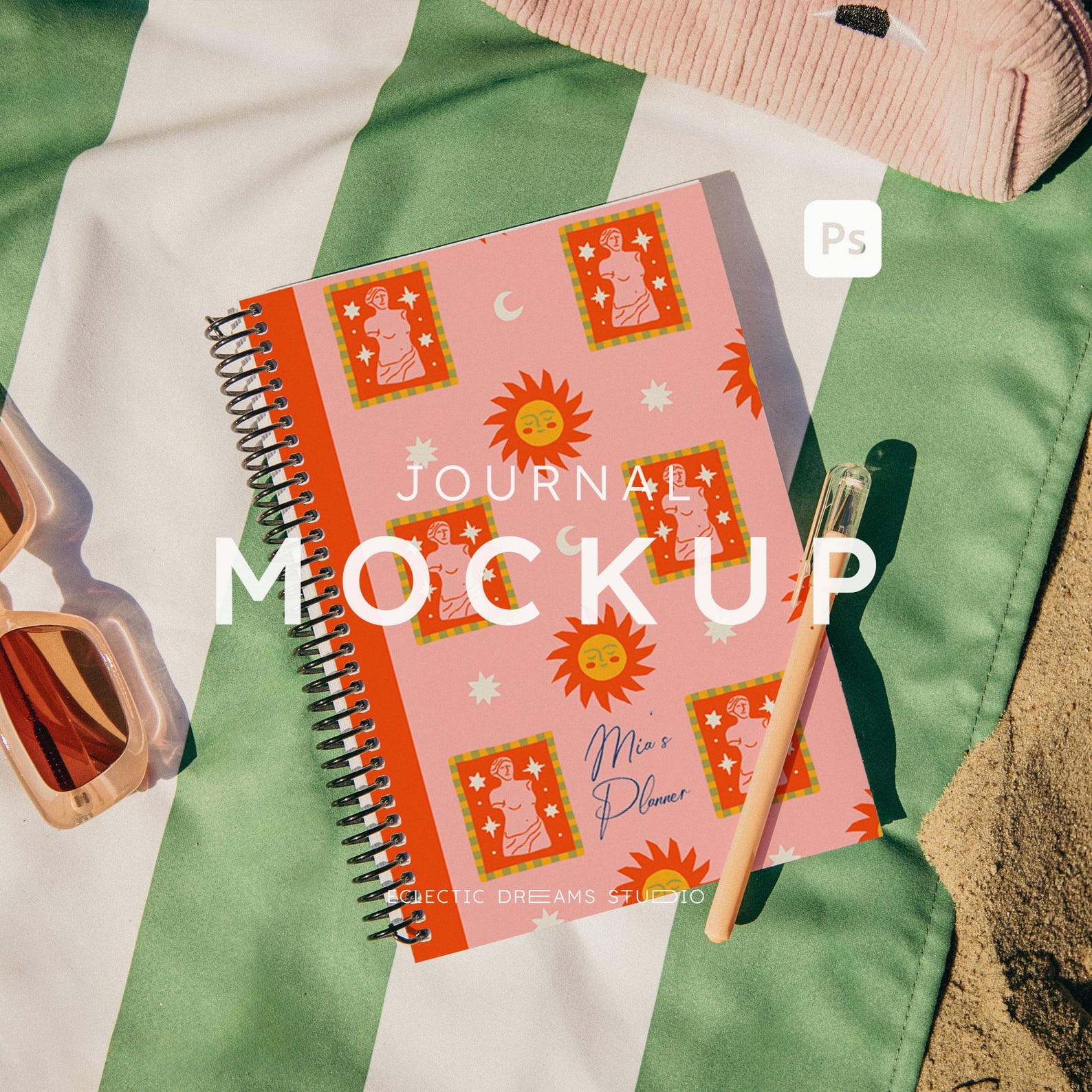 Spiral Journal Mockup Photoshop Island Luxe Notebook Mockup Summer ...