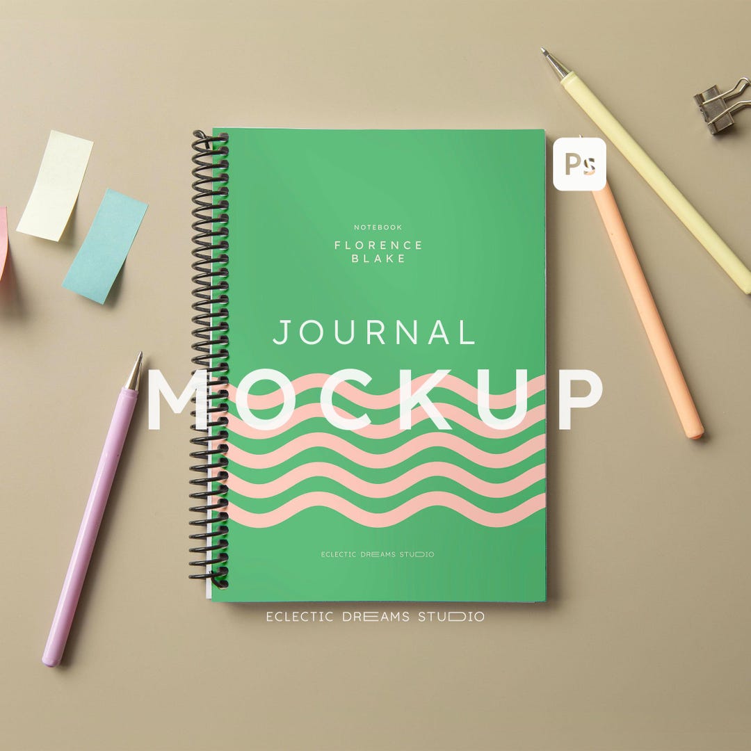 Spiral Journal Mockup Flat Lay Photoshop Notebook Mockup Stationery PSD ...