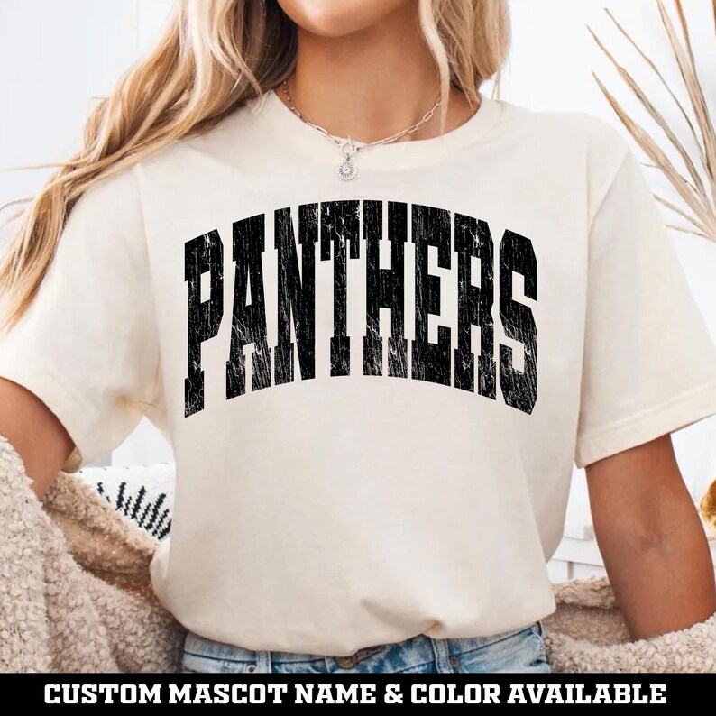 Panthers PNG, Panthers Mascot Varsity Text Design, Distressed Vintage ...