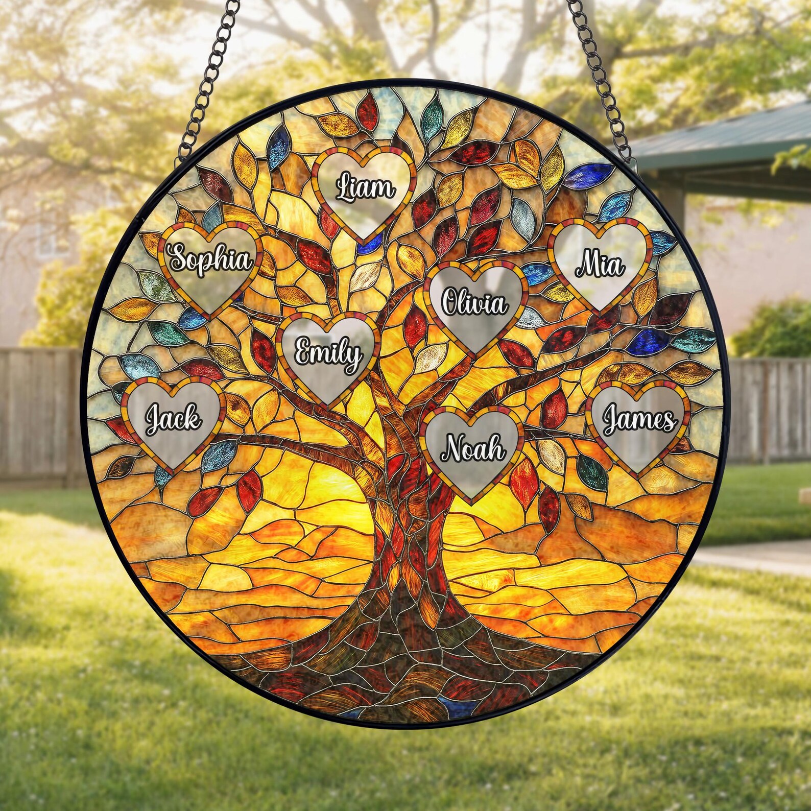 Personalized Tree of Life Names Stained Glass Suncatcher, Custom Family ...