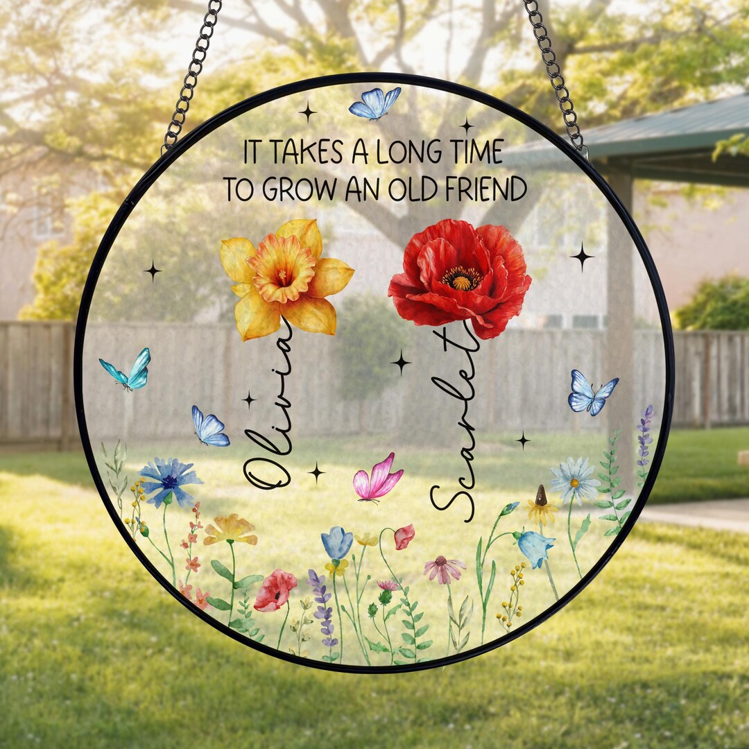 Birth Month Flower Stained Glass Suncatcher, Takes A Long Time to Grow ...